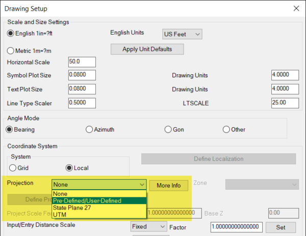 Carlson Software - Changes to Projections and Zones